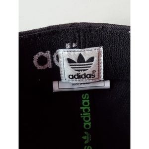 adidas | Accessories | Adidas Flex Fitted Hat Black W Neon Logo | Poshmark